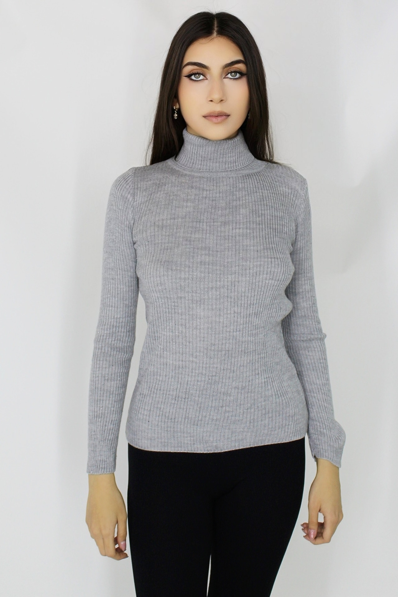 Bluza Olive cu guler rulat, Gri, Masura universala S/M - eMAG.ro