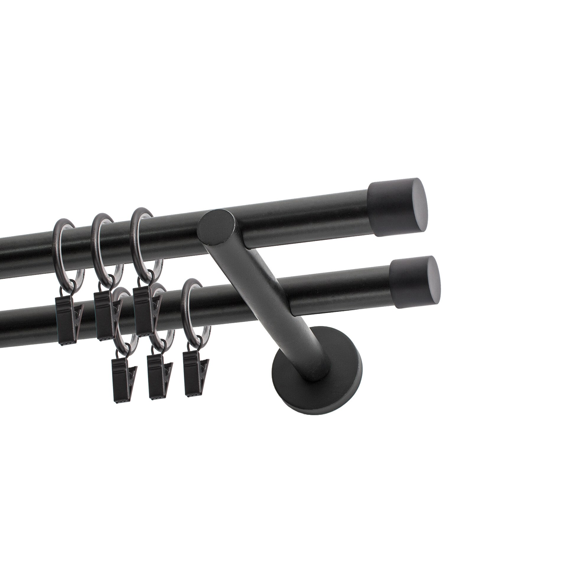 Tija de perdea dubla O19 mm negru mat Magic Luna 400 cm suport drept ...