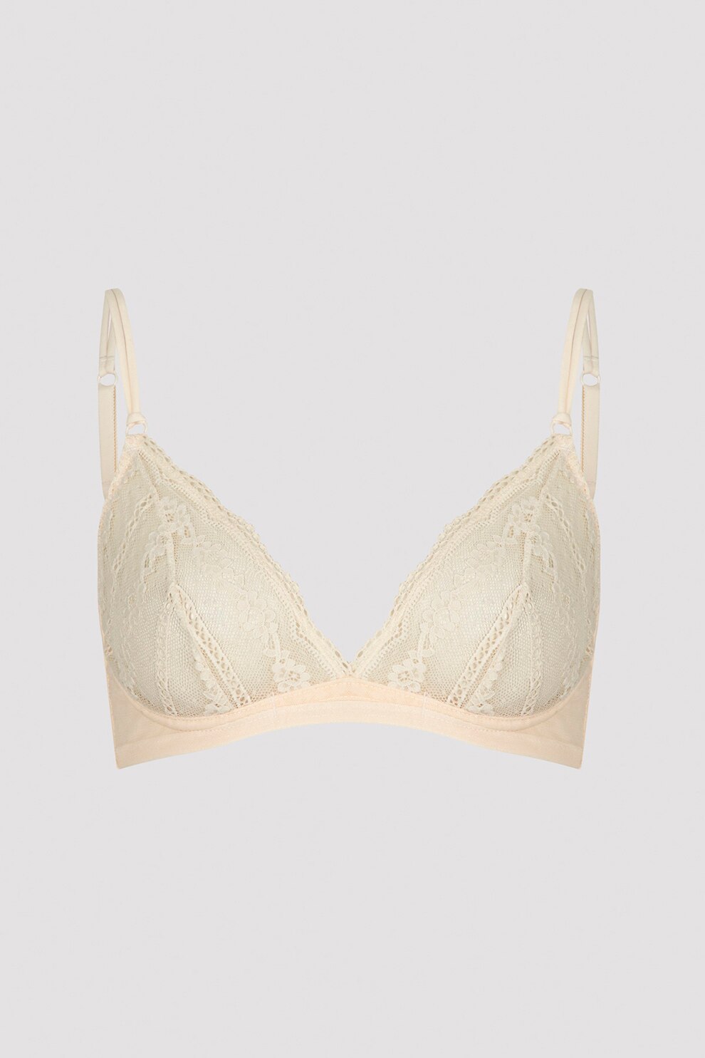 Penti, Sutien triunghiular de dantela, Alb fildes, 85C - eMAG.ro