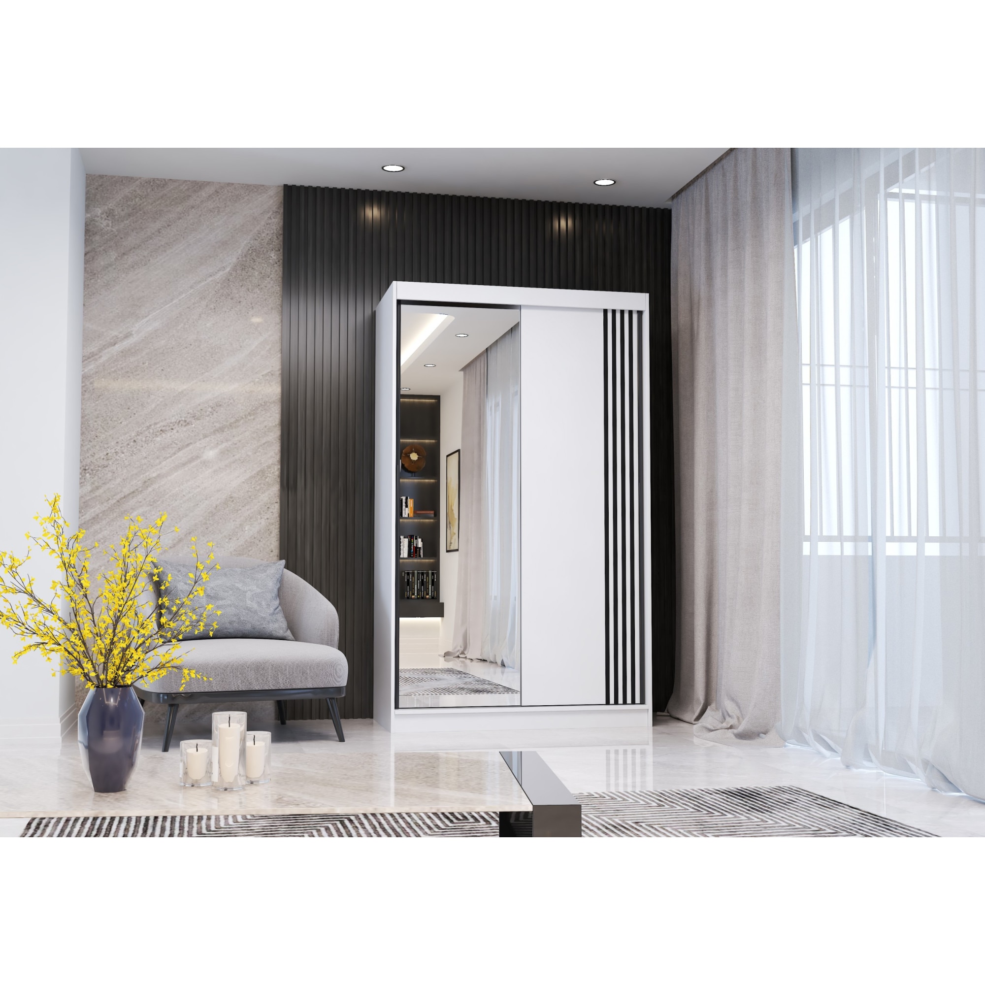 Dressing Neomi alb, 120x200x61 cm, Usi culisante - eMAG.ro