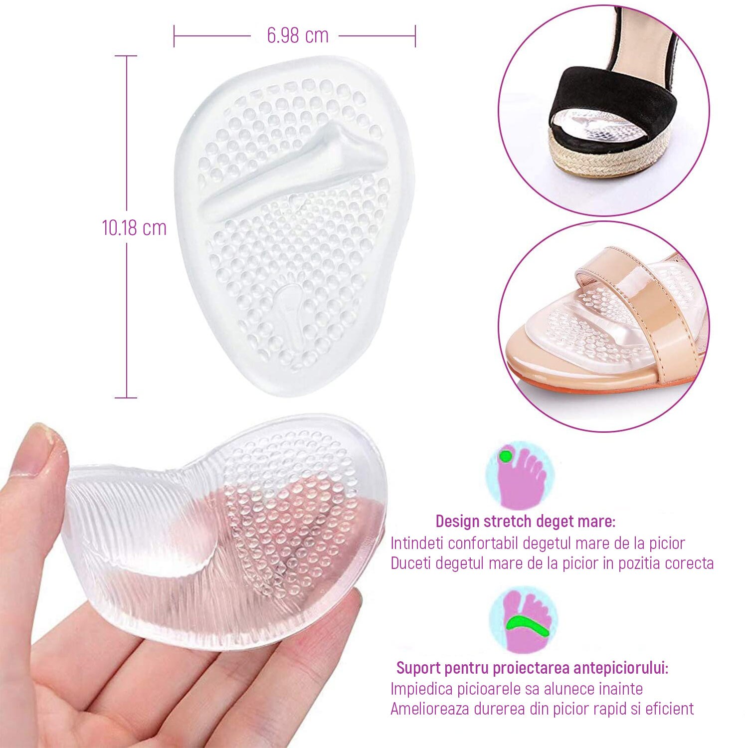 Set 6 Branturi din silicon si tampoane metatarsiene pentru calcai ...