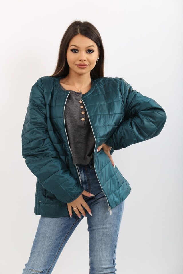 Geaca de dama scurta, turcoaz, XXL - eMAG.ro