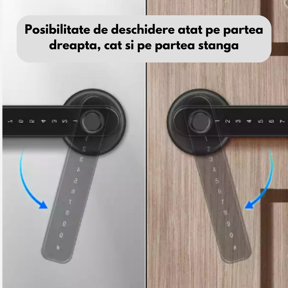 Смарт заключване, Отключване с пръстов отпечатък, USB зареждане, Черен ...
