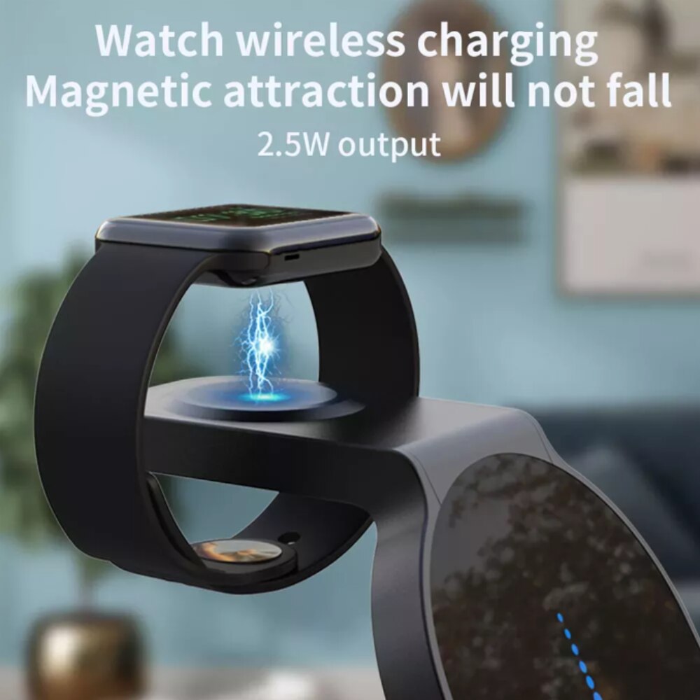Безжично зарядно устройство, зарядна станция 6 в 1 Fast Charge, 15W ...