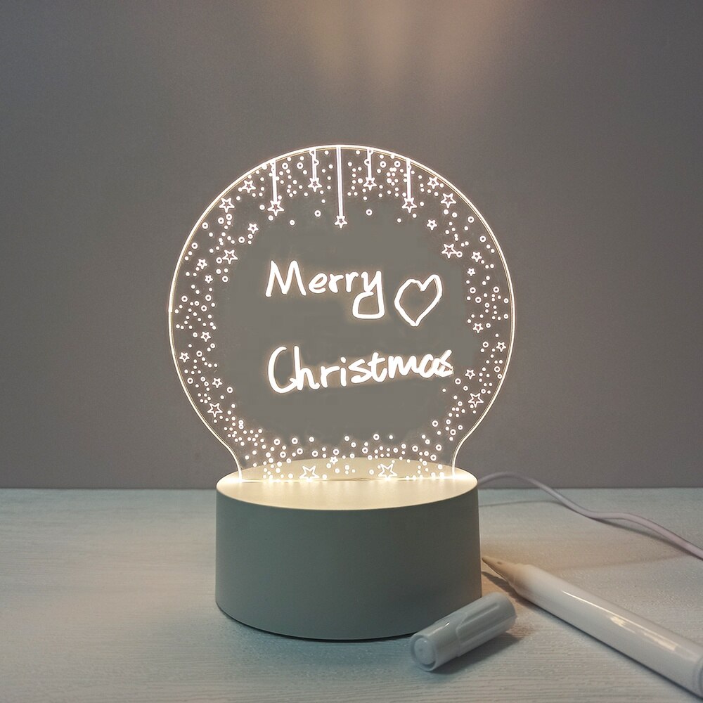 Lampa Led cu mesaj luminos personalizabil 3D cu stilou incarcare usb ...