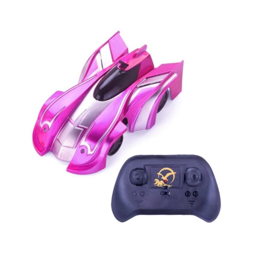 Masina magica de curse CarBot, merge pe pereti cu telecomanda, Roz ...