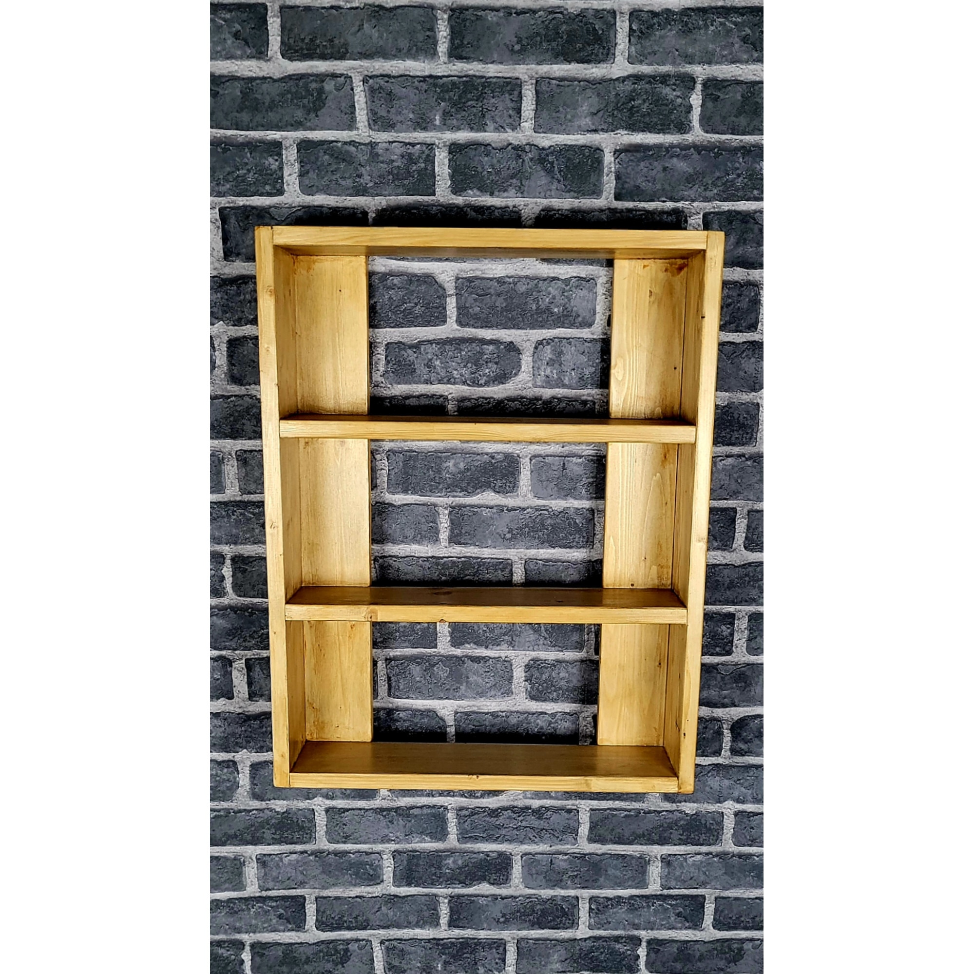 Raft suspendat cu 4 niveluri, lemn masiv, culoare lemn Natural ...