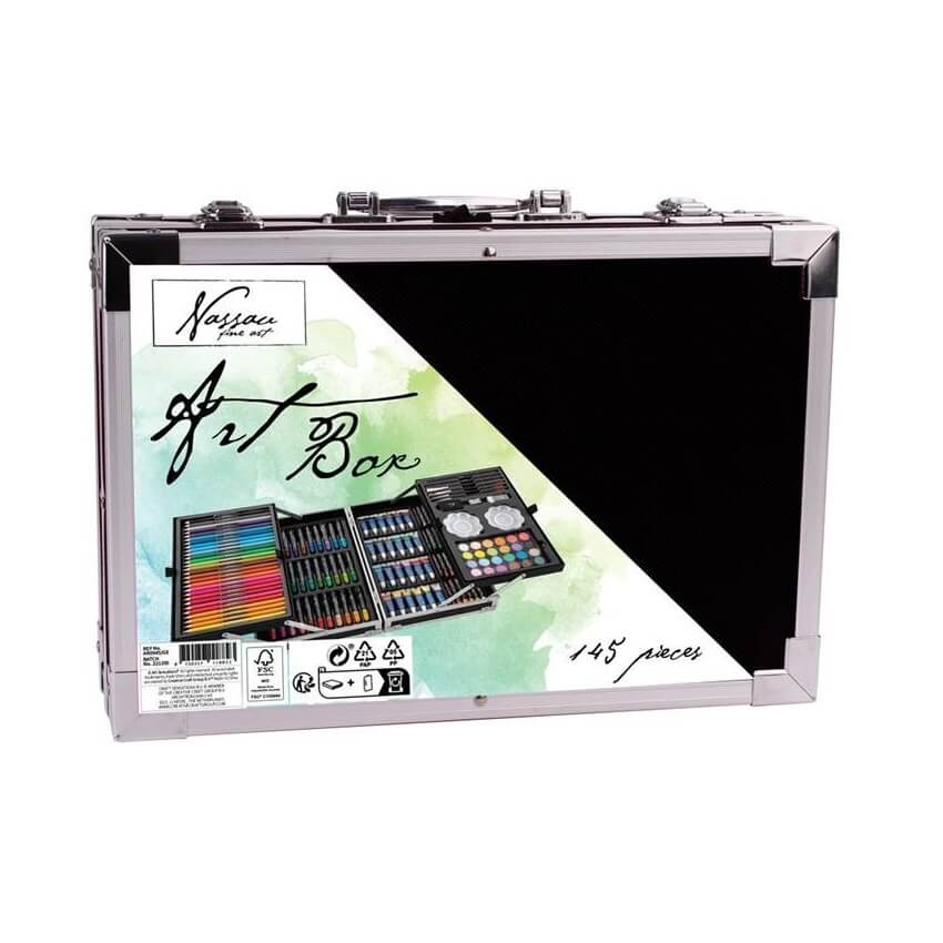 Set pictura si desen Nassau Fine Art 145 piese in geanta de aluminiu ...