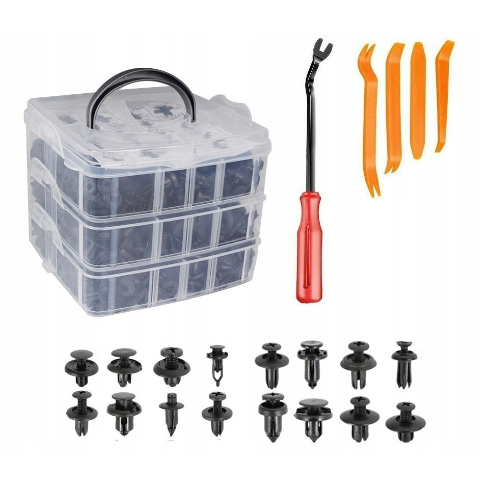 Set 625 clipsuri/cleme auto, Universale, 16 dimensiuni, cutie de ...