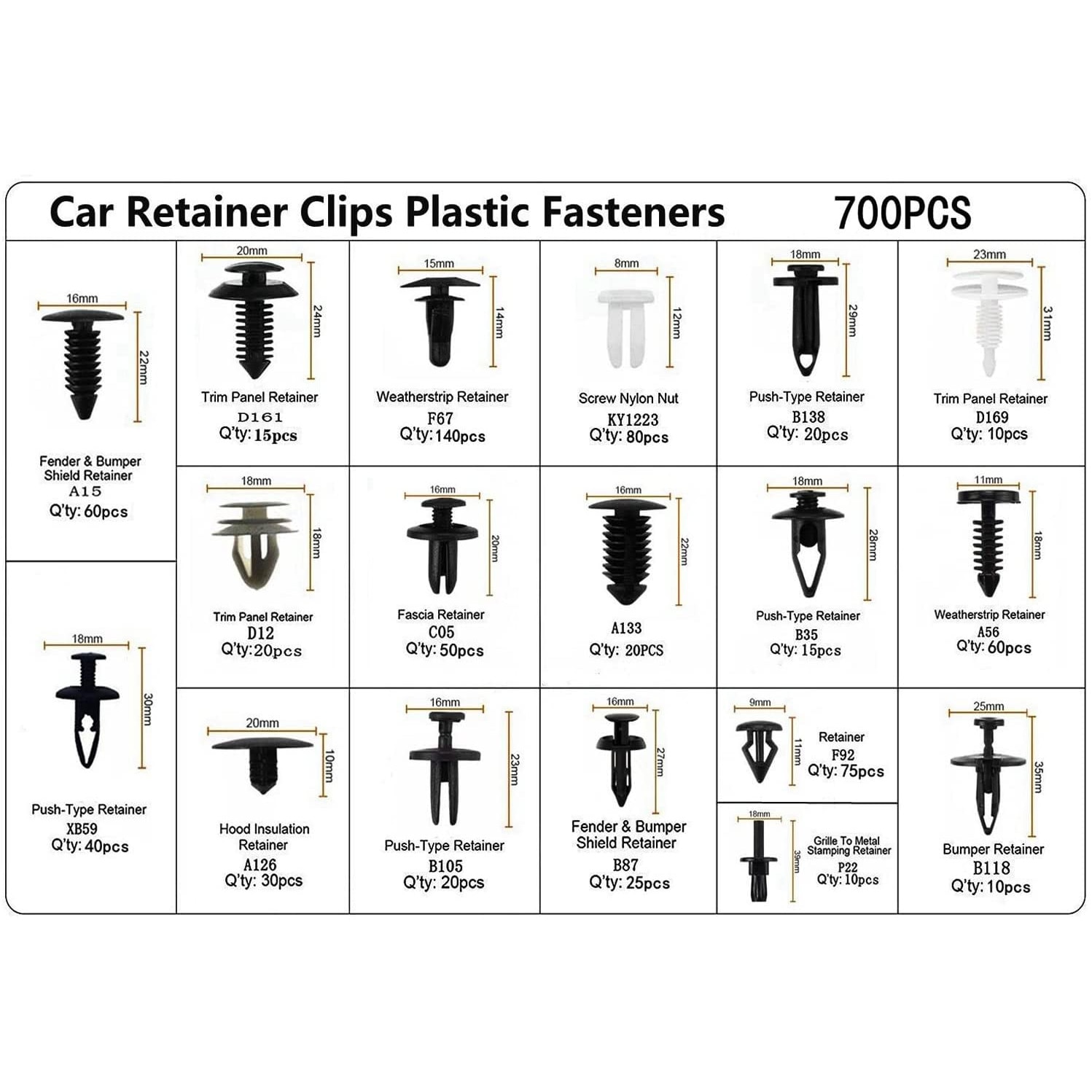 Set 775 clipsuri/ cleme auto de fixare, 18 dimensiuni, universale ...