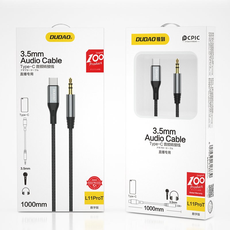 Cablu audio, Dudao, USB Type C, Mini Jack 3.5 mm, Gri - eMAG.ro