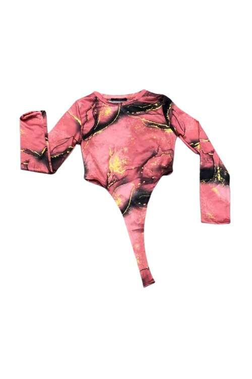 Bluza-body, model scurt, graffiti, roz - eMAG.ro