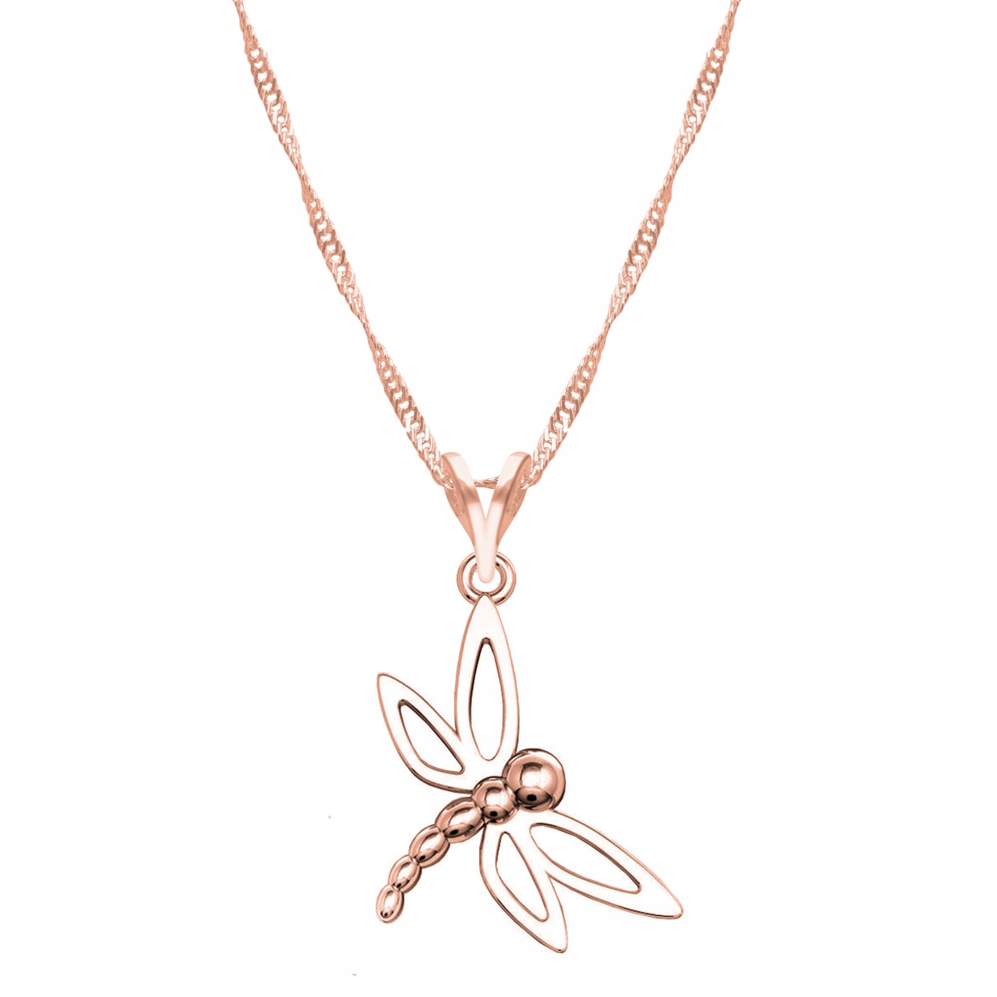 Colier cu pandantiv, Larezo, libelula, insecta, aur roz, argint 925 ...
