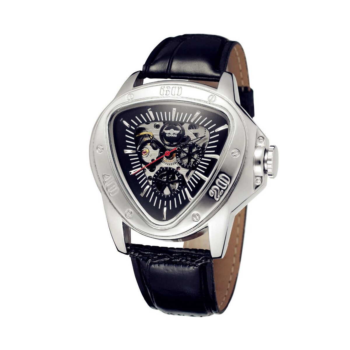 Ceas automatic-mecanic Winner Triangle Skeleton A516, negru - eMAG.ro