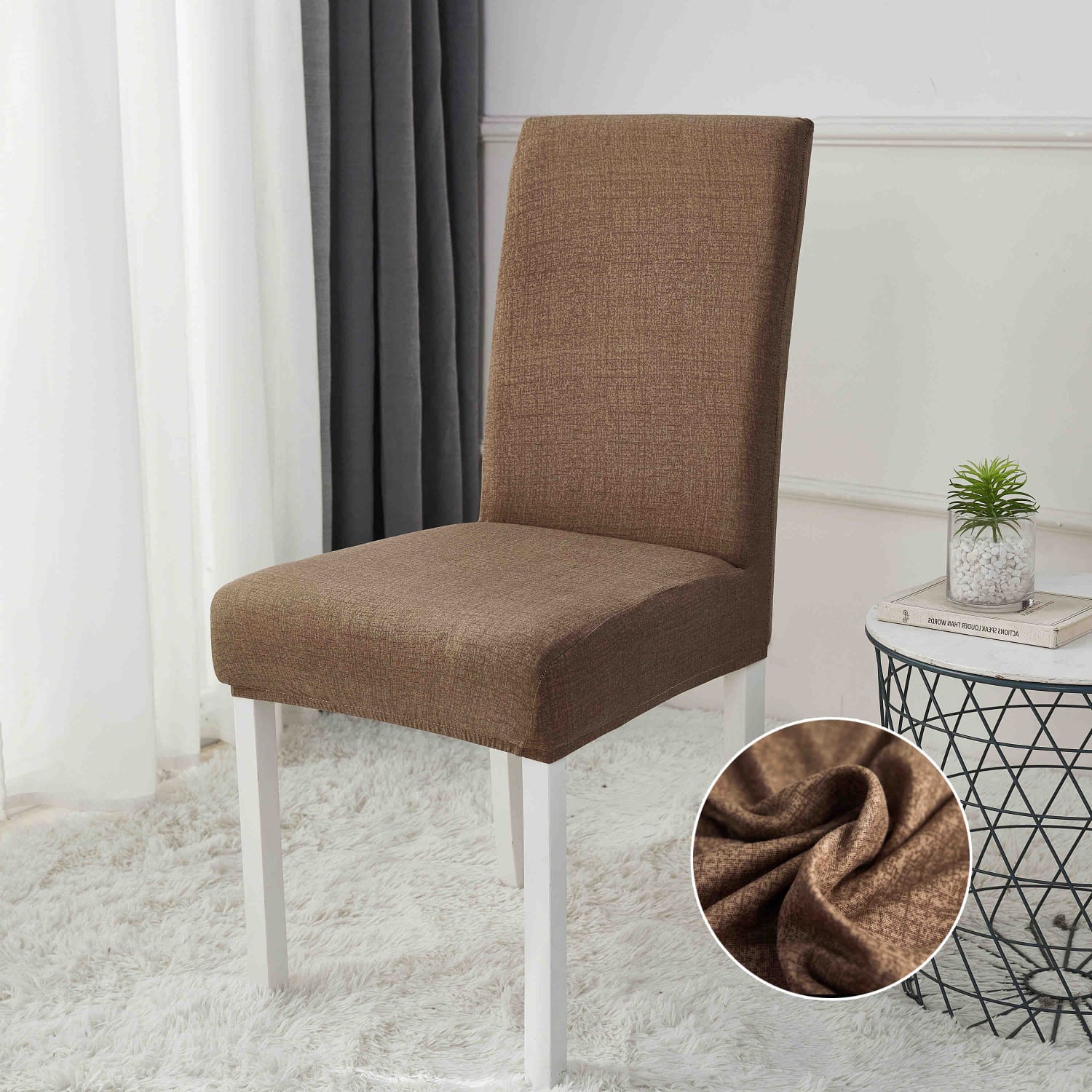 Set 6 Huse Elastice de Scaun, HSJN008, model uni, maro deschis, 35 x 65 ...