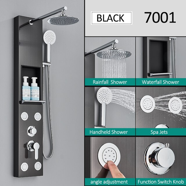 Panel dus, Blackswan, Tip M7001 model negru cu cap de dus, raft ...