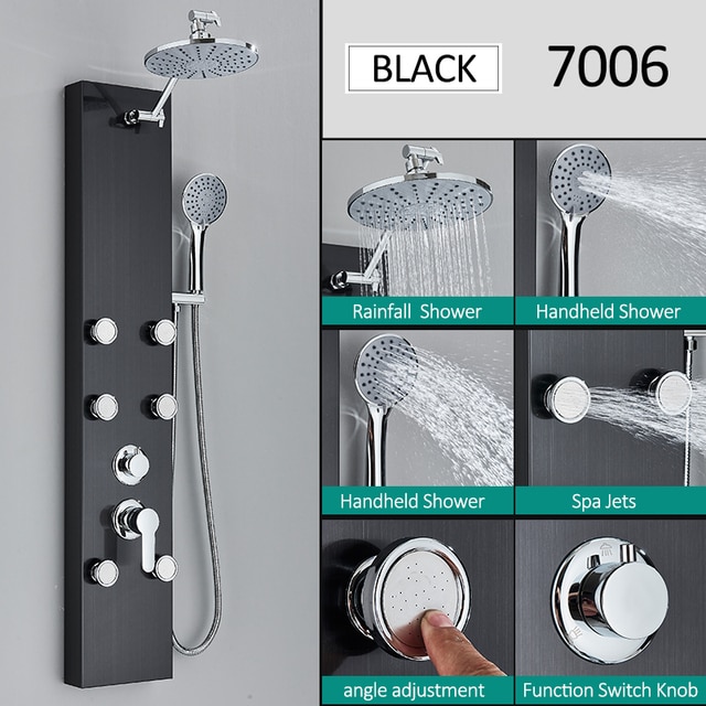 Panel dus, Blackswan, Tip M7006 model negru cu cap de dus si functii ...