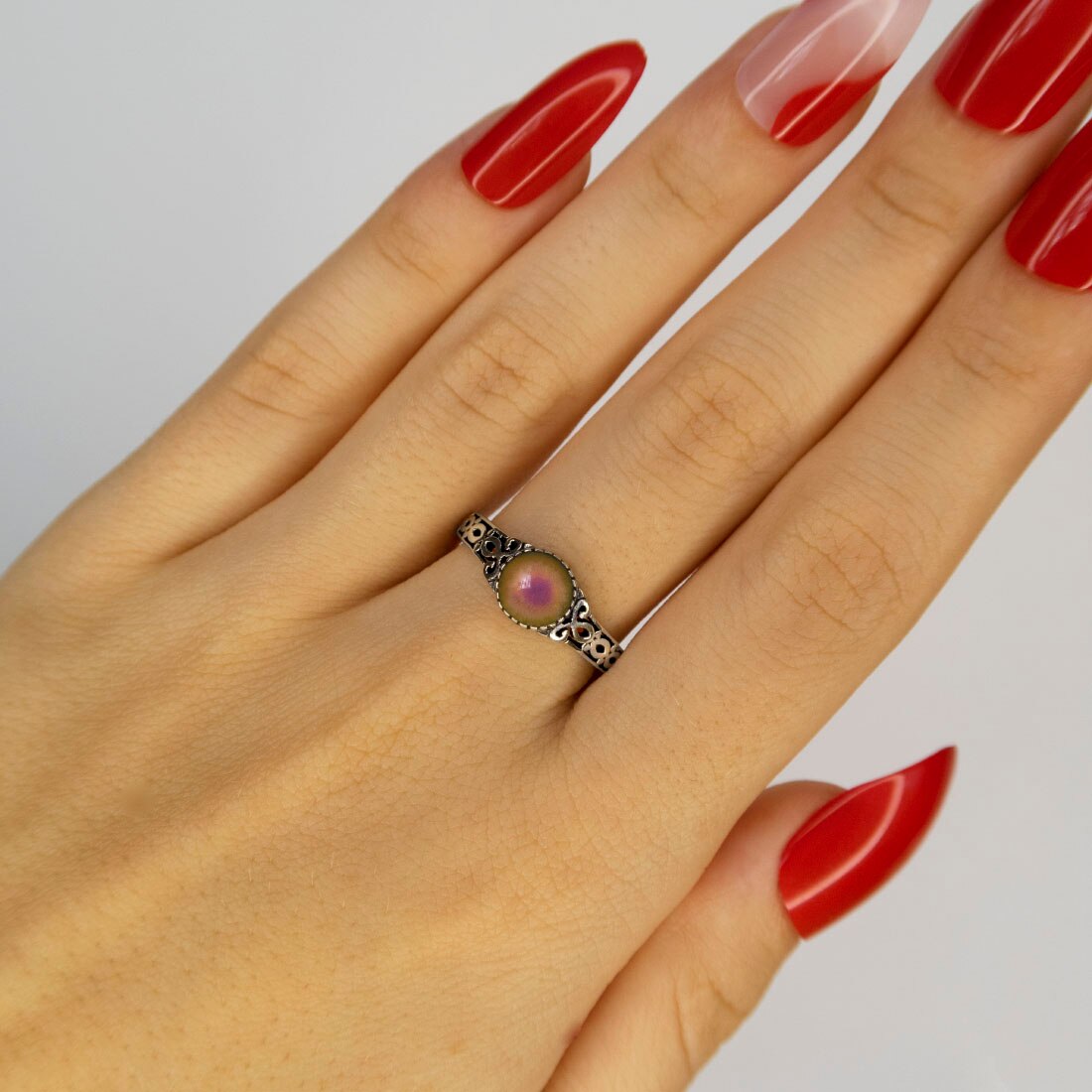 Silver Berry Ring, Boho Ring, ami hangulattól függően változtatja a ...