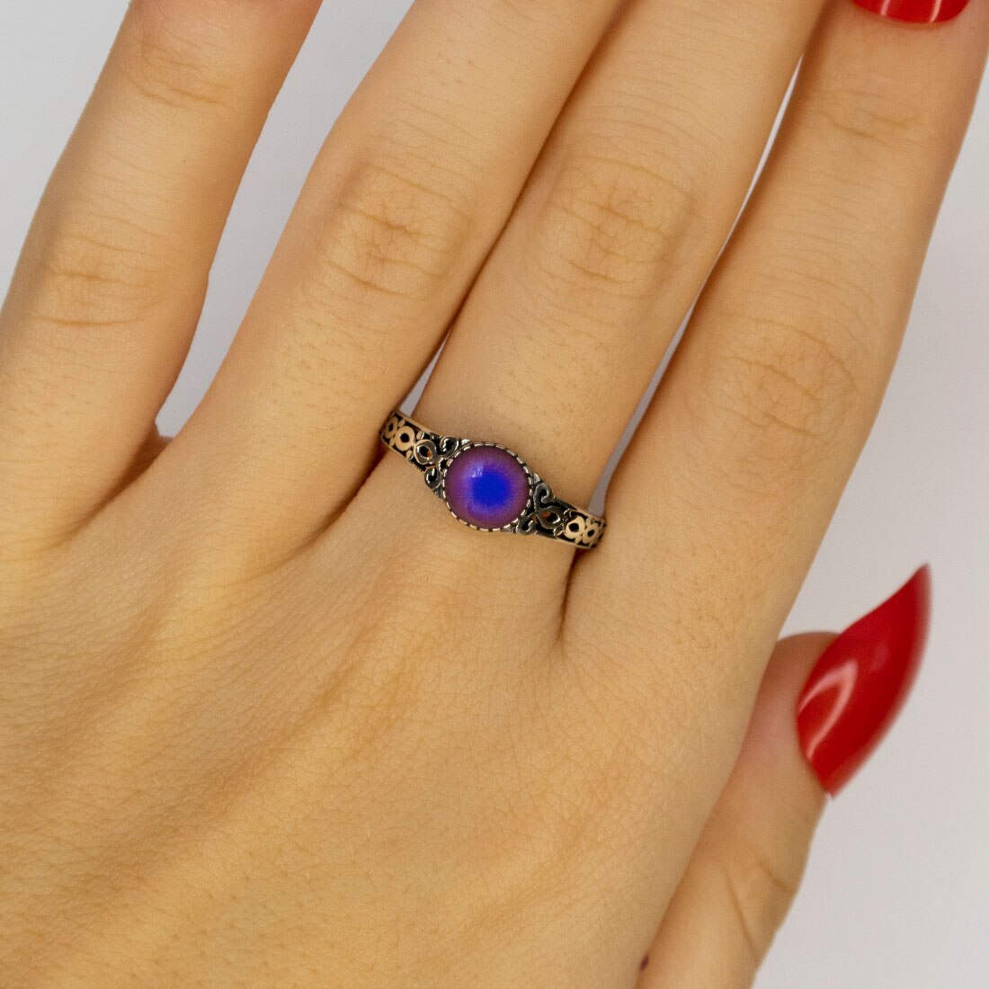 Silver Berry Ring, Boho Ring, ami hangulattól függően változtatja a ...