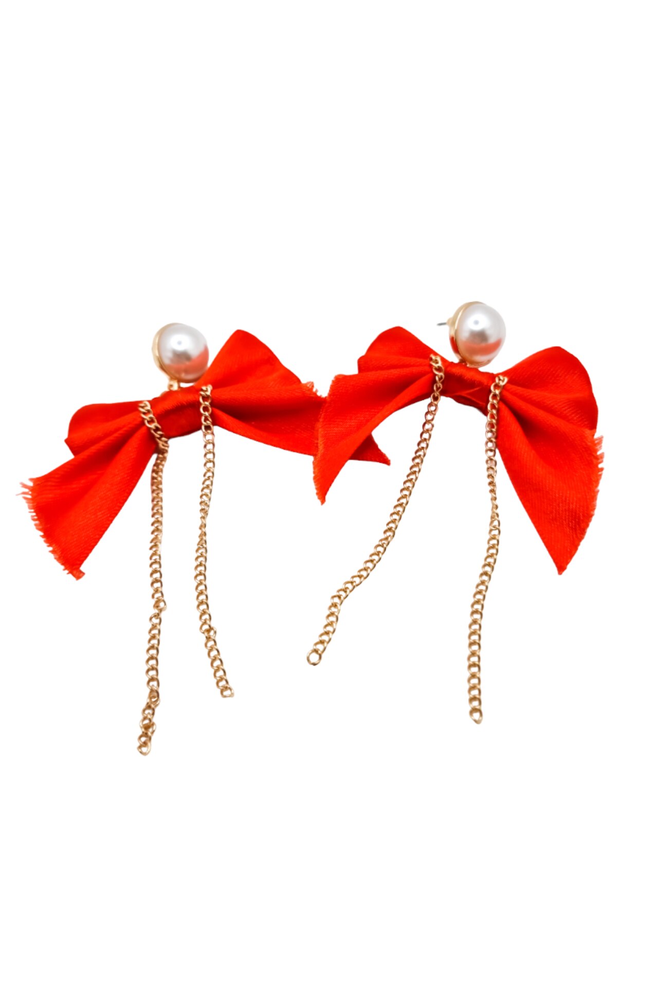 Cercei Drop ”Be unforgettable”, rosii, in forma de fundita, decorati cu ...