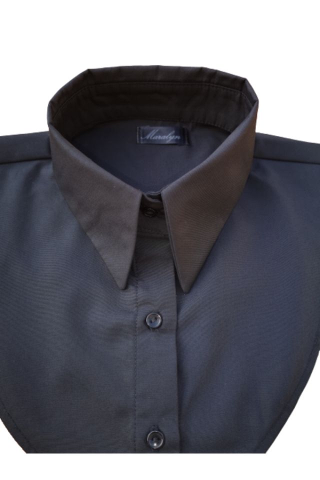 Guler de camasa detasabil, Maralyn, clasic, negru, din bumbac, marime ...