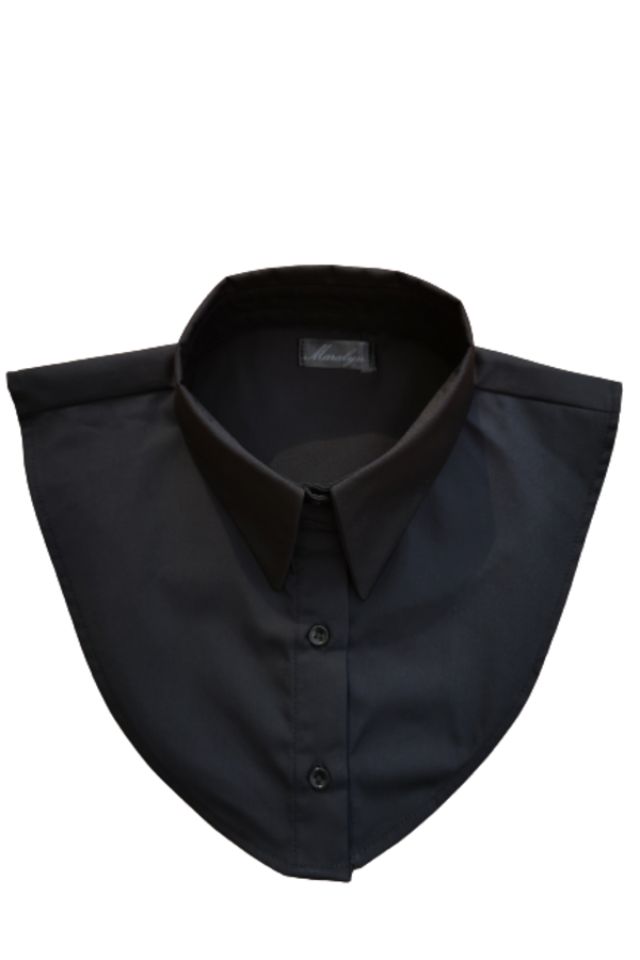 Guler de camasa detasabil, Maralyn, clasic, negru, din bumbac, marime ...