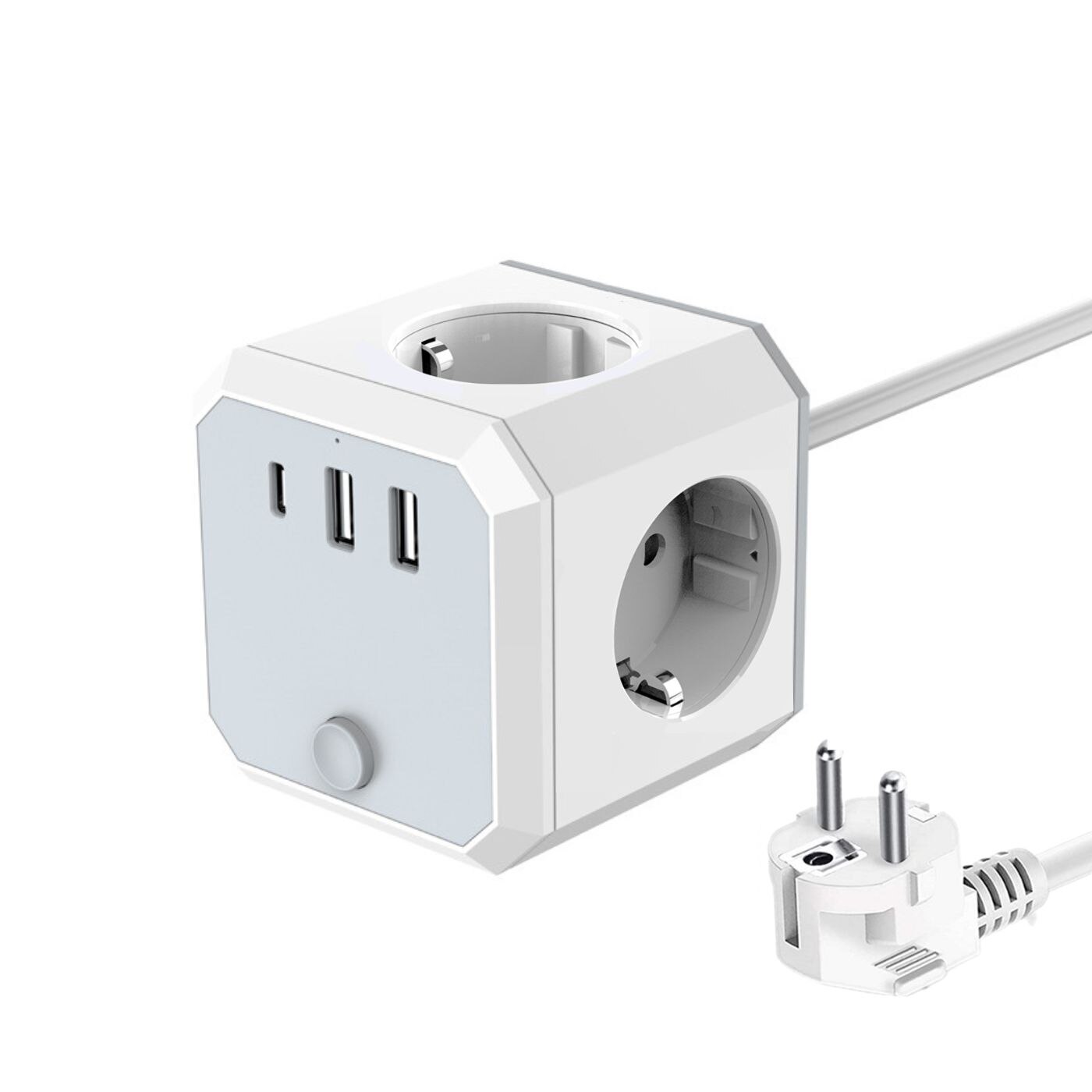 Prelungitor inteligent multifunctional pentru birou, 4 prize, 2 x USB ...