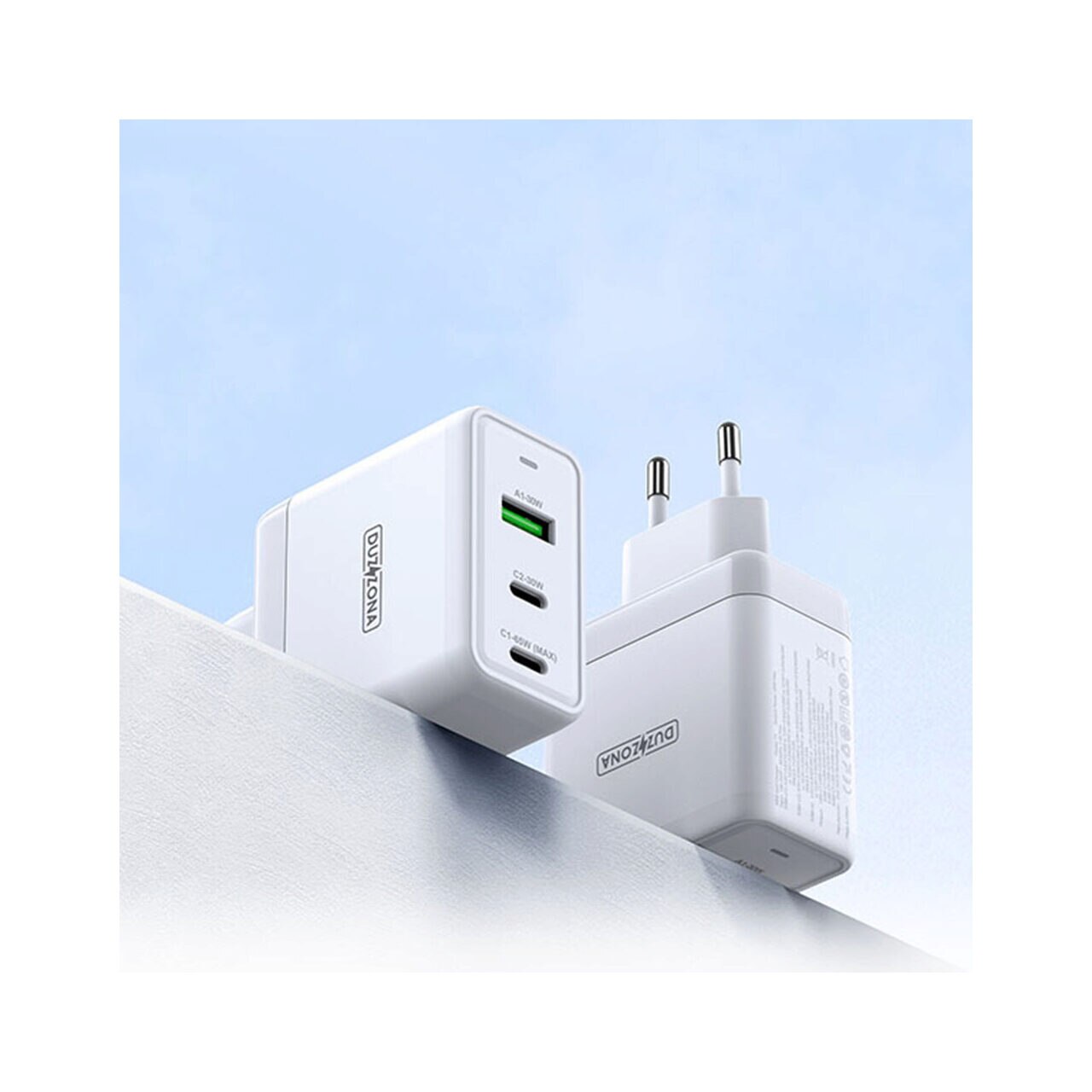 Incarcator Priza USB, 2x Type-C, 65W - Duzzona (T1) - White - eMAG.ro