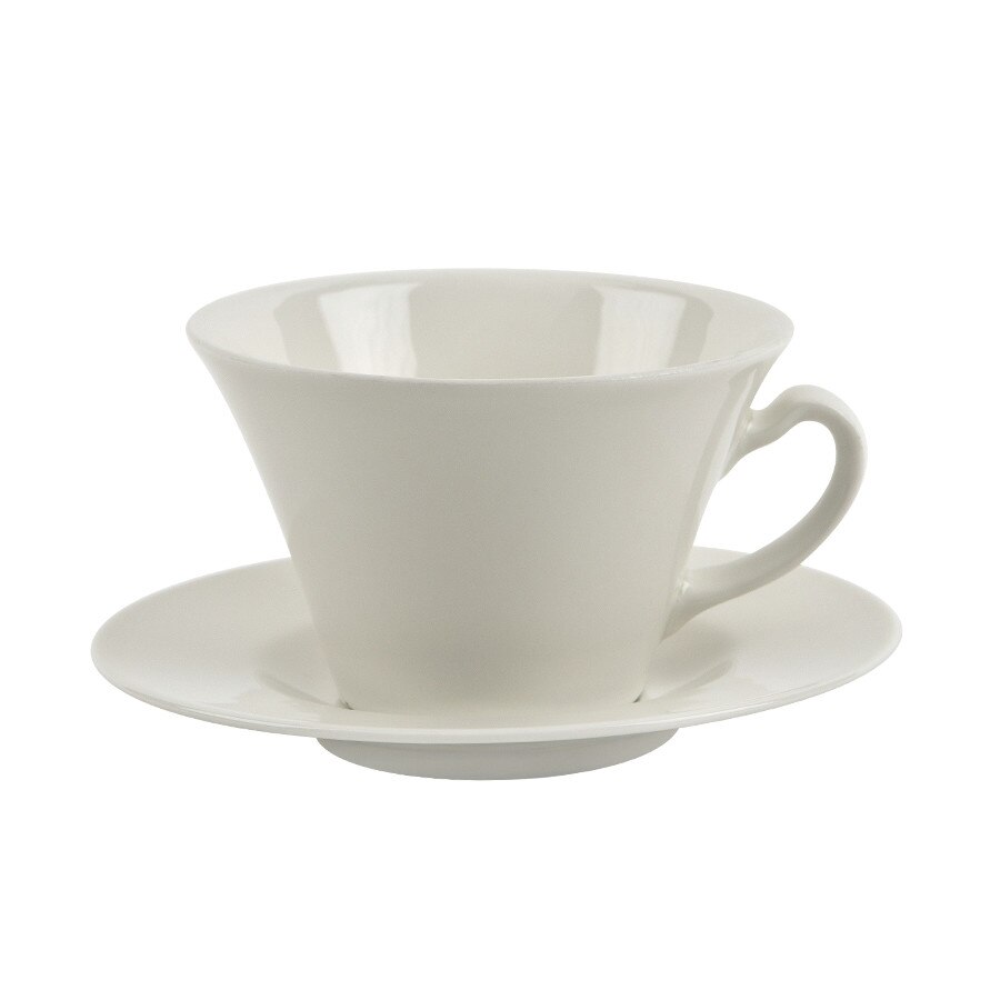 Set ceasca si farfurie, Karolina, 280 ml, Portelan, Alb - eMAG.ro