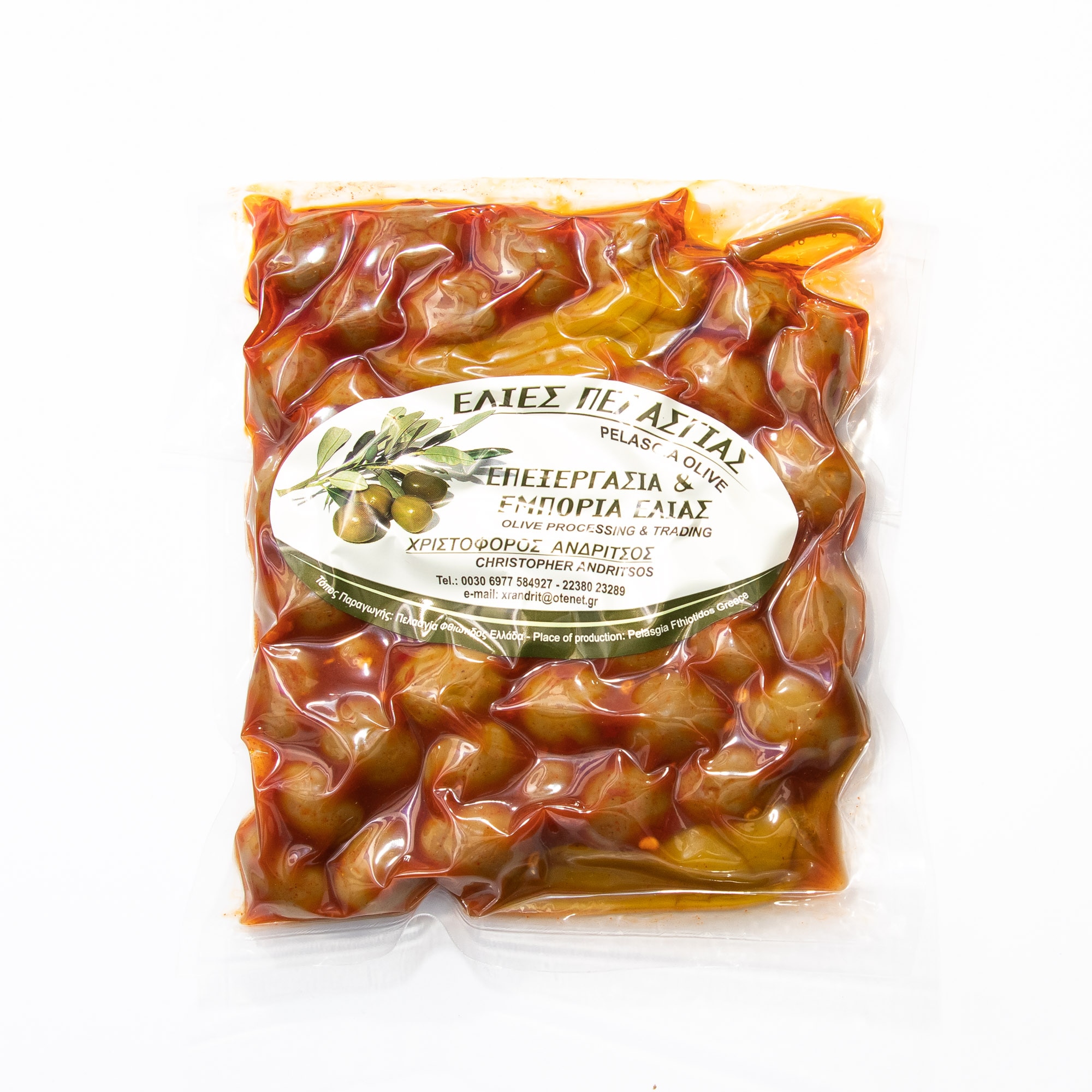 Masline Amfissis verzi picante cu ardei iute, Livezile Andritos, vid ...