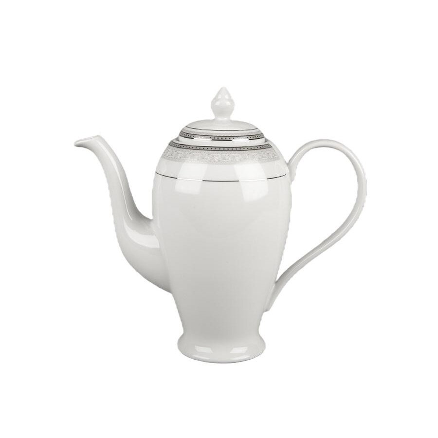 Ceainic cu model, Karolina, Portelan, 1,1l, Alb/Argintiu - eMAG.ro
