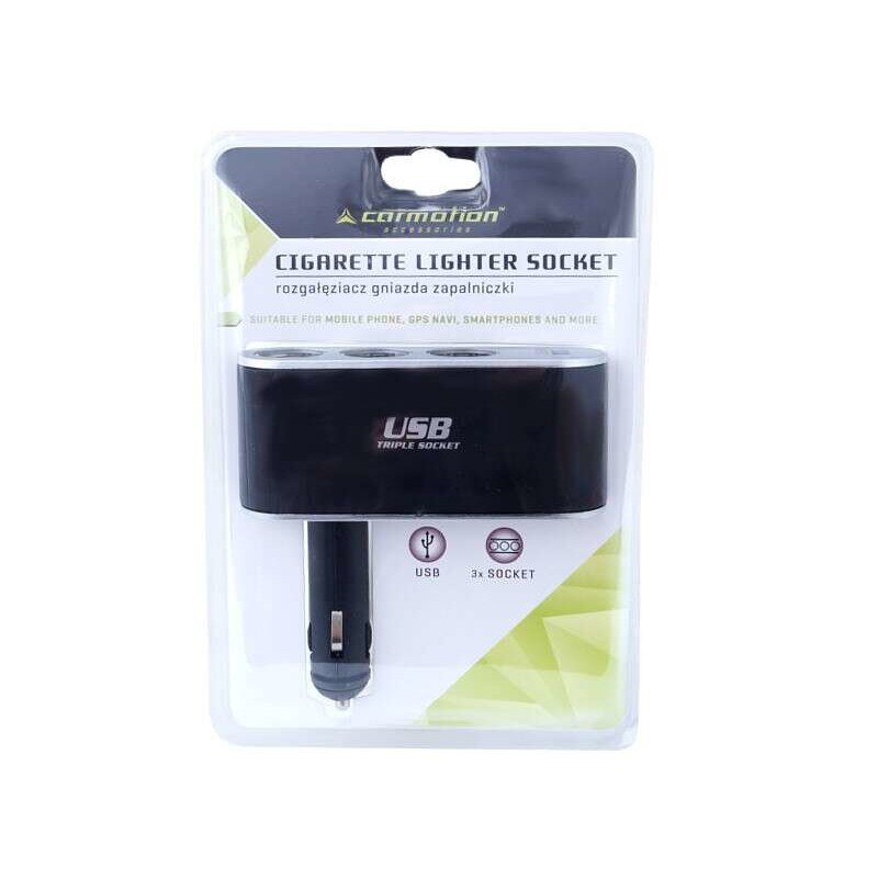 Stecher 3 prize, 12-24V cu USB, rabatabil, 58612 Carmotion - eMAG.ro