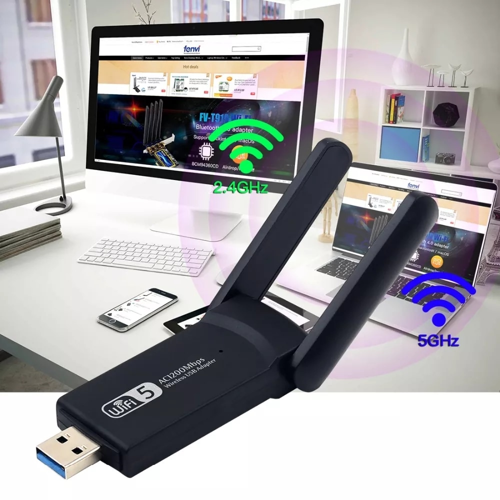 Adaptor Wireless Extender Qeno® USB3.0, 1200 Mbps, Amplificator Semnal ...
