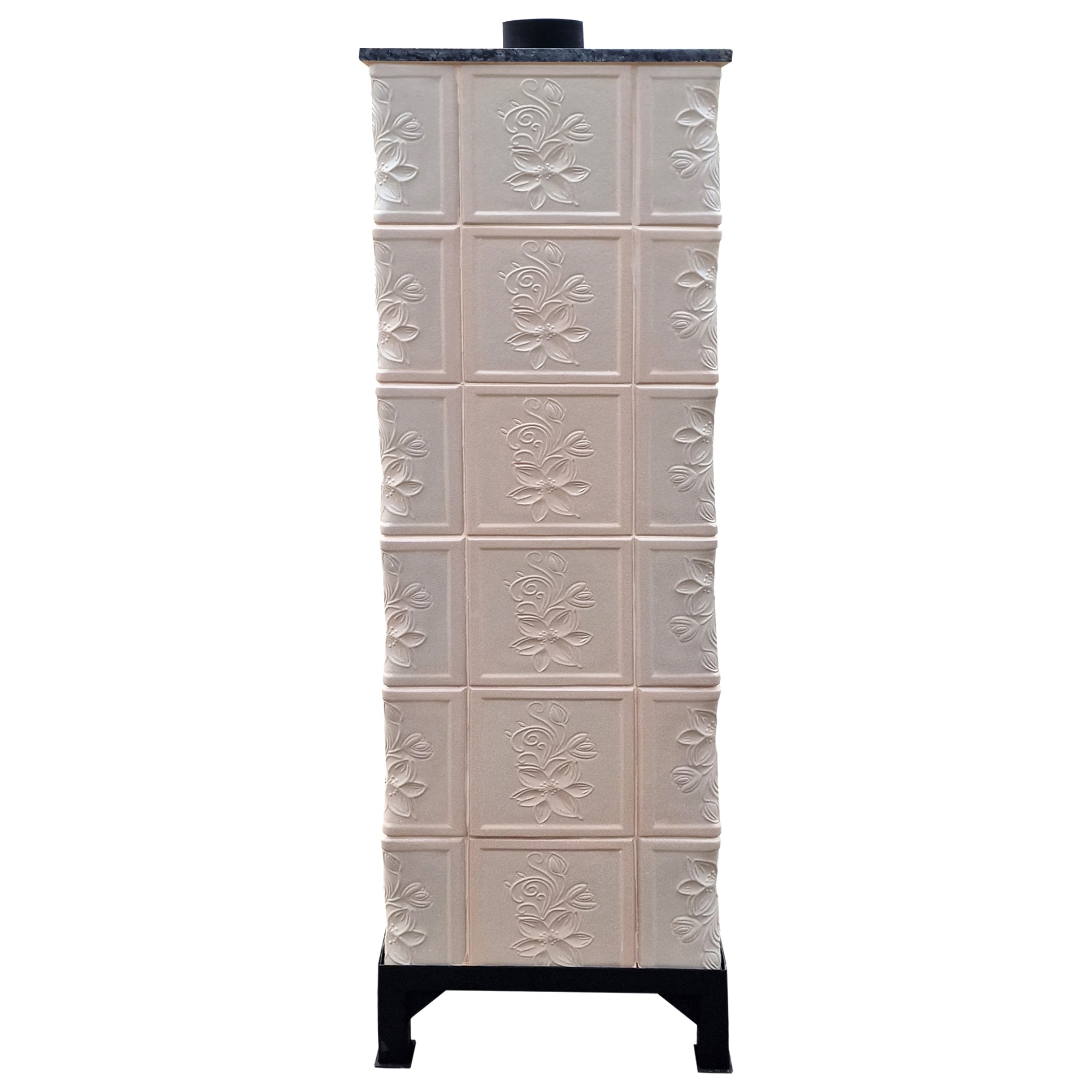 Soba teracota Gospodarul turn 6 randuri narcisa bej ivory + cuptor usa ...