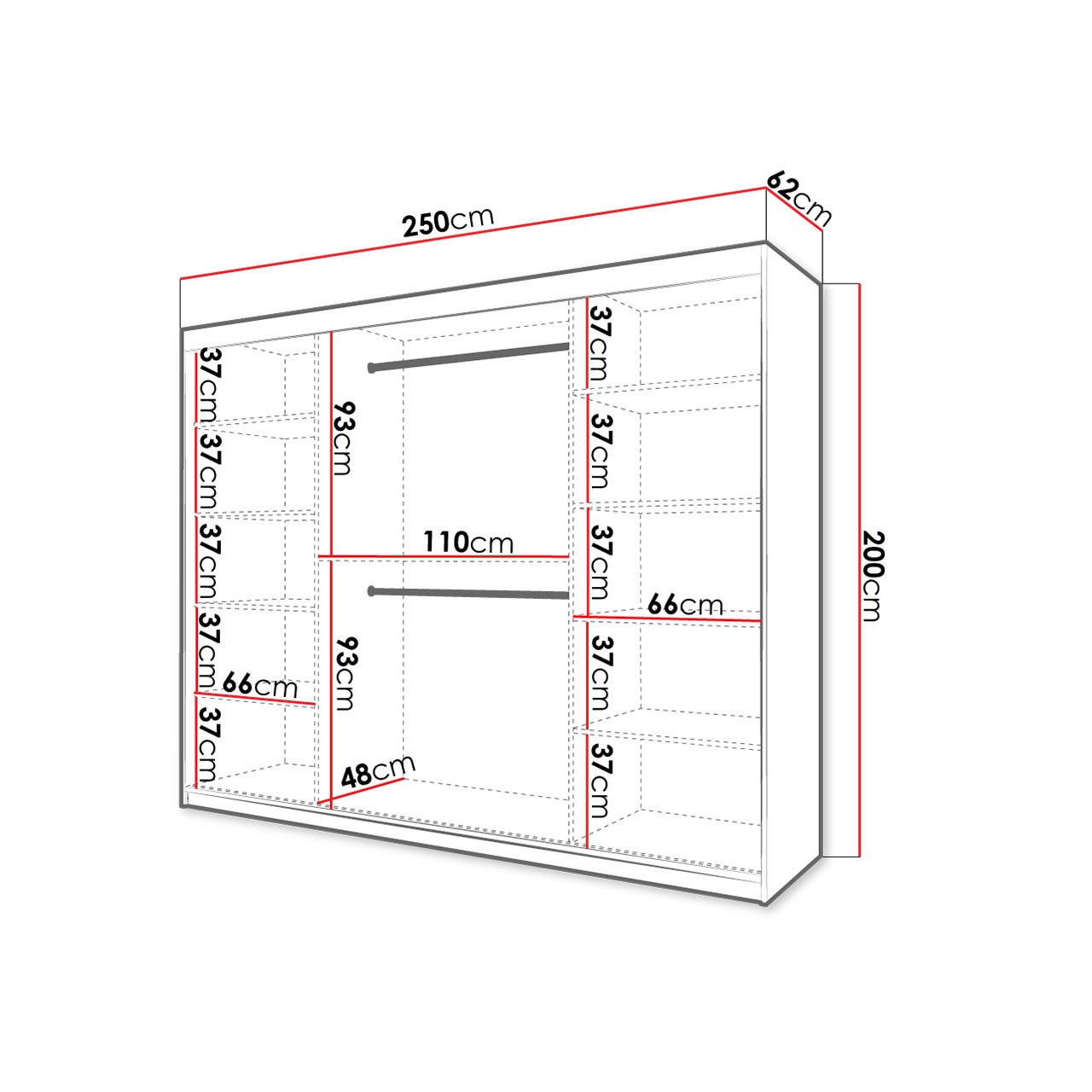 Dulap Arituda 1 cu sertare 250 cm, stejar artisan, 250x200x62 Mirjan24 ...