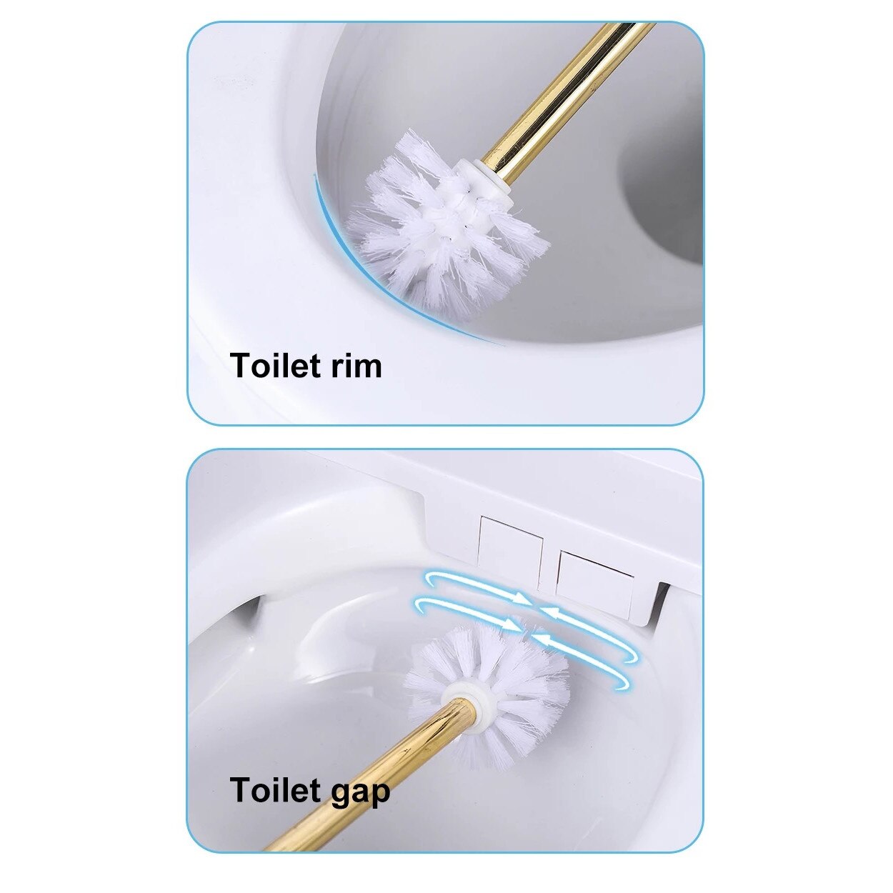 Perie WC cu suport ceramic pentru vasul de toaleta, design modern, alb ...