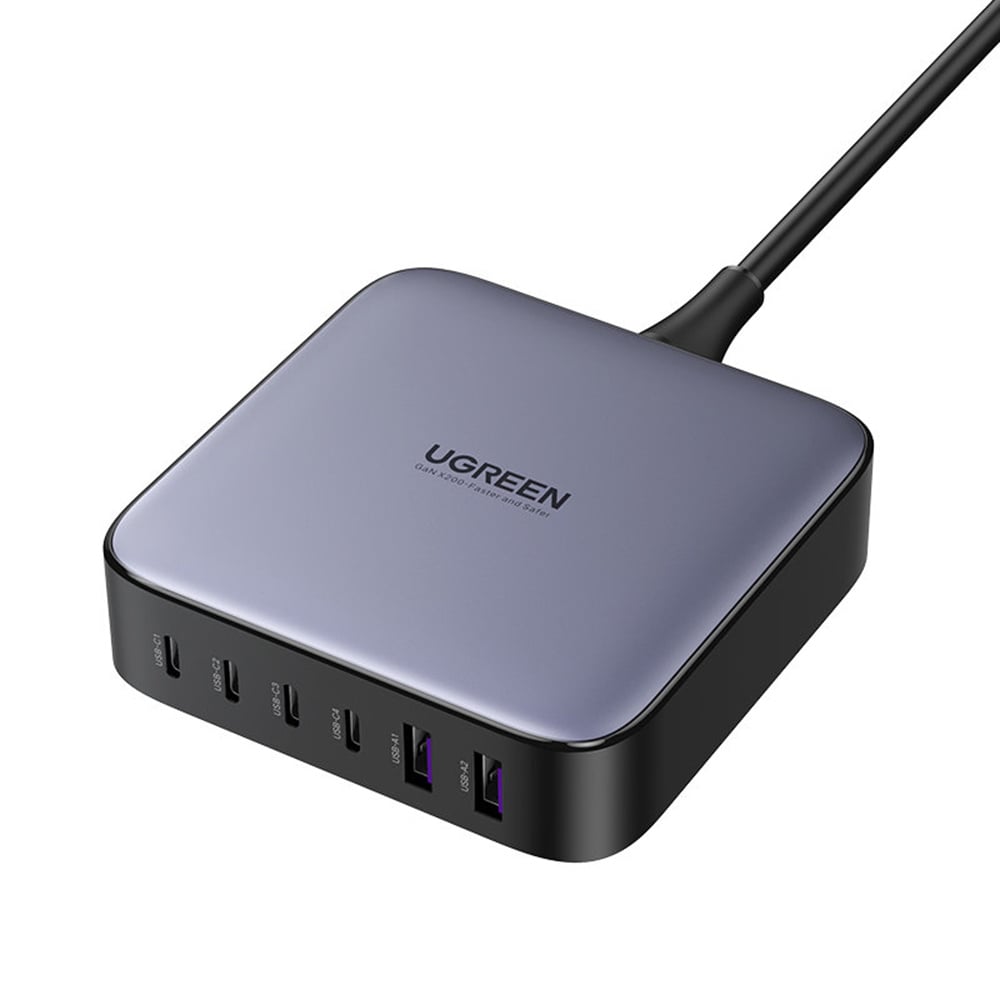 Statie de incarcare Ugreen GaN 200W, GaN, 4x USB-C, 2x USB-A, cu cablu ...