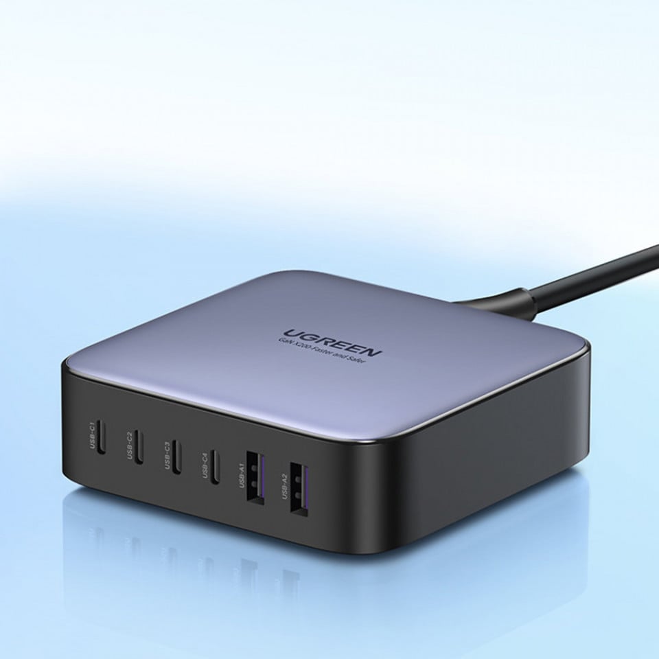 Statie de incarcare Ugreen GaN 200W, GaN, 4x USB-C, 2x USB-A, cu cablu ...