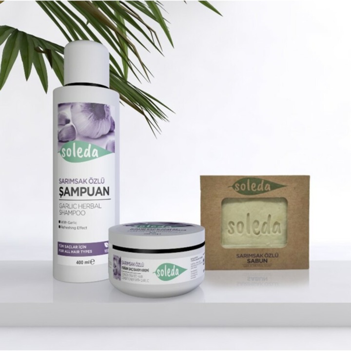 Set Triplu Ingirijire cu Extract de Usturoi, Sampon 400 ml, Balsam de ...