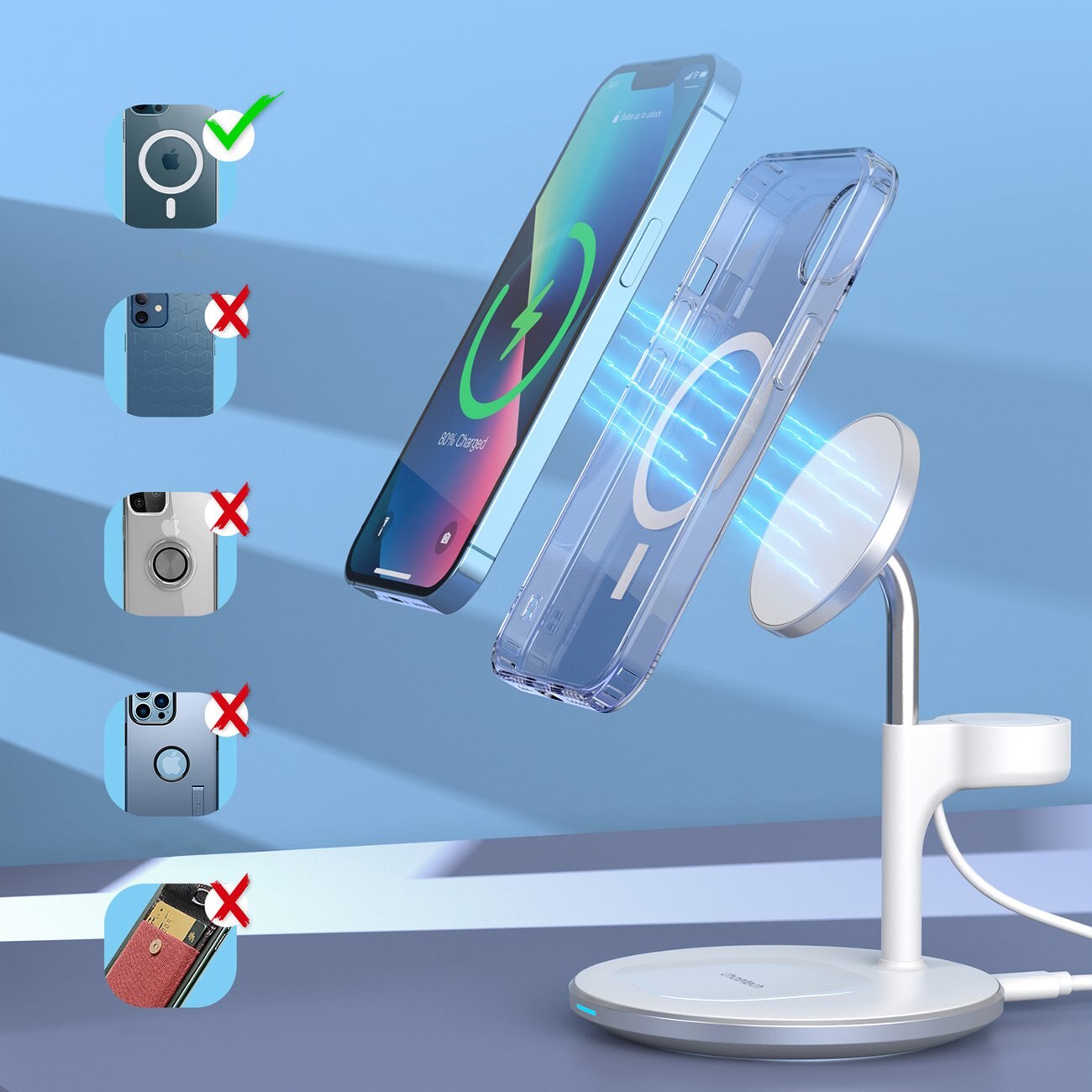 Incarcator wireless 3 in 1 cu MagSafe, iPhone, AirPods si Apple Watch ...
