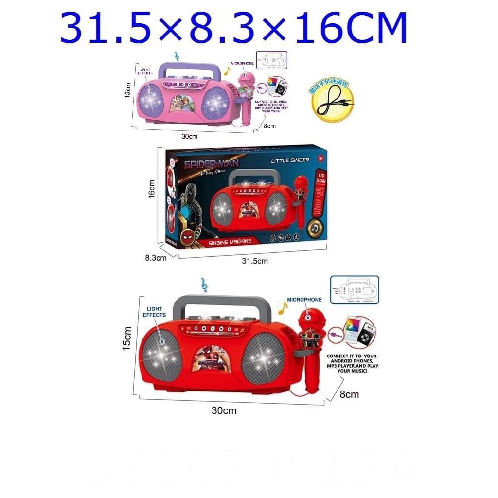 Casetofon cu Microfon Copii si MP3 Spiderman Karaoke - eMAG.ro