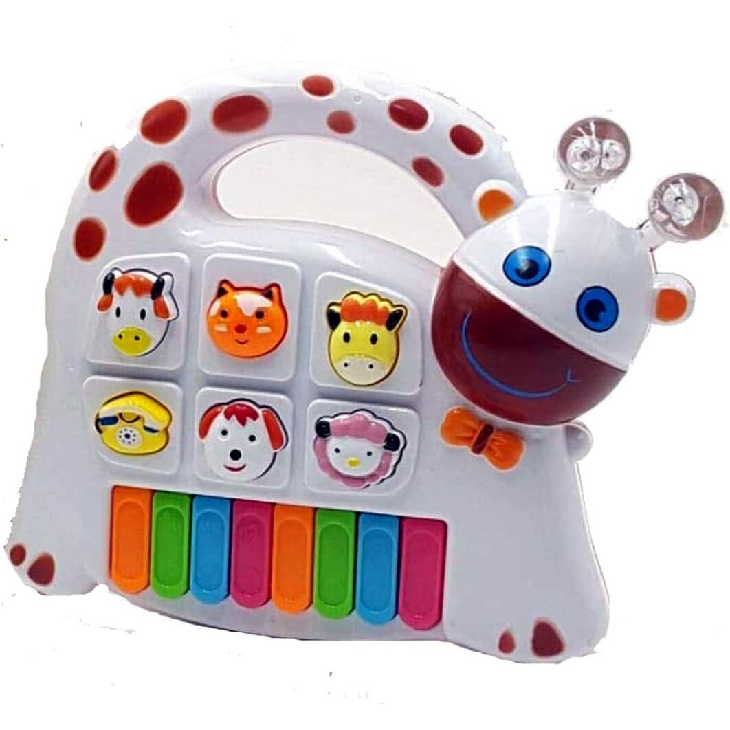 Mini orga de jucarie pianina pentru copii, girafa, cu sunete si lumini ...