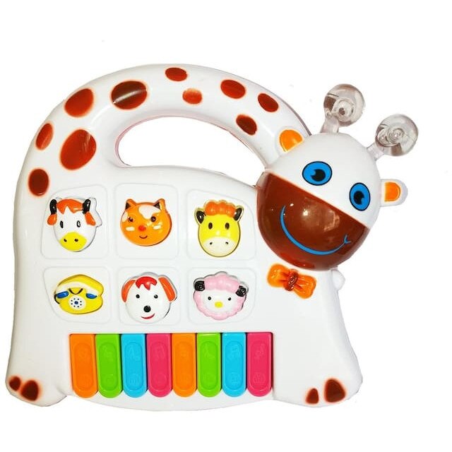 Mini orga de jucarie pianina pentru copii, girafa, cu sunete si lumini ...