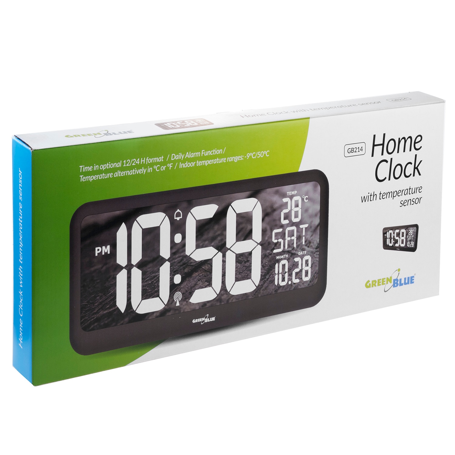 Ceas digital de perete sau sine statator, LCD, GB214, cu termometru ...