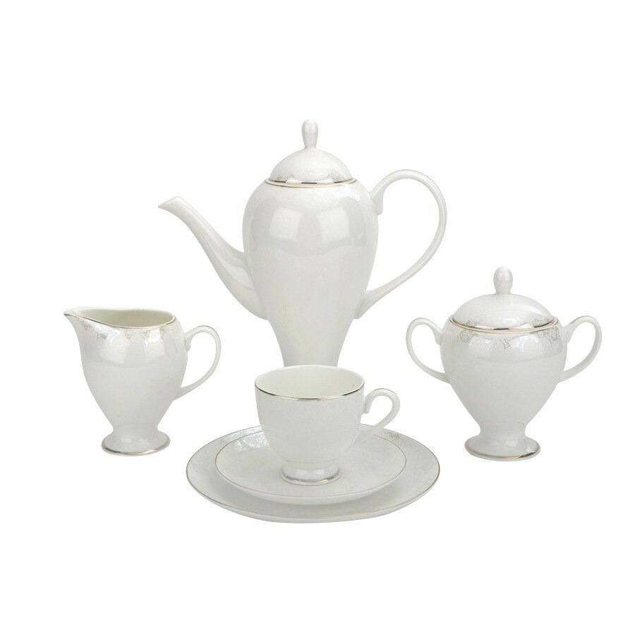 Set 27 pieser servire cafea, WitekHome, 12 persoane, Portelan, Alb ...