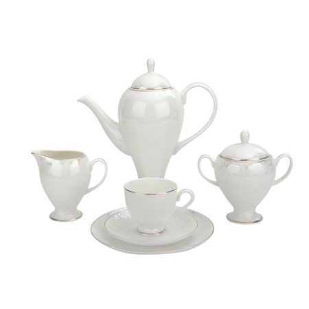 Set 27 pieser servire cafea, WitekHome, 12 persoane, Portelan, Alb ...