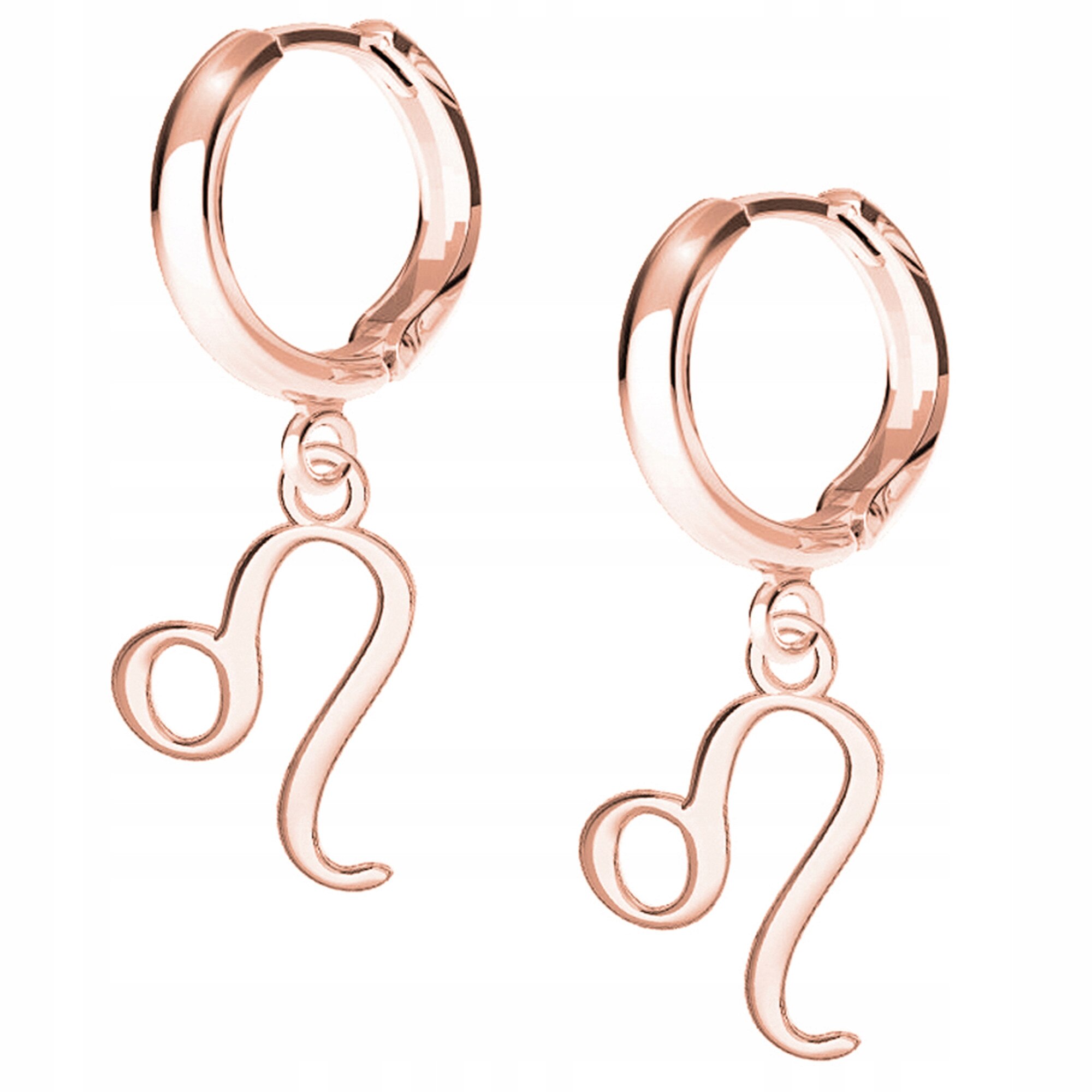 Cercei, Larezo, semnul zodiacal leu, aur roz, argint 925, 1.7x1.6 cm ...