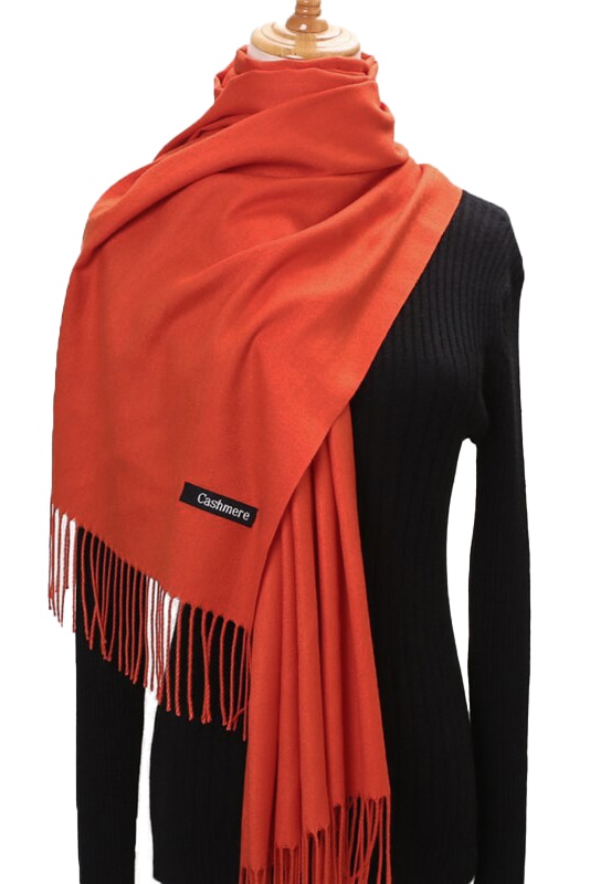 Esarfa casmir lunga tip sal, toamna-iarna, portocaliu pal - eMAG.ro