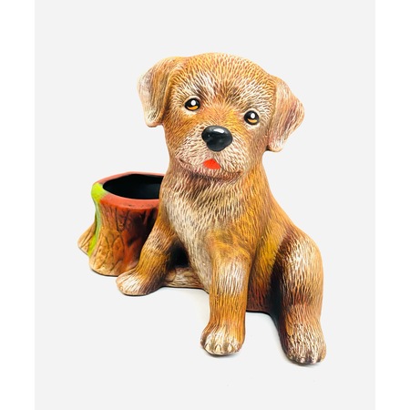 Decoratiune catel labrador mic cu ghiveci, 8.5 x 6 cm - eMAG.ro