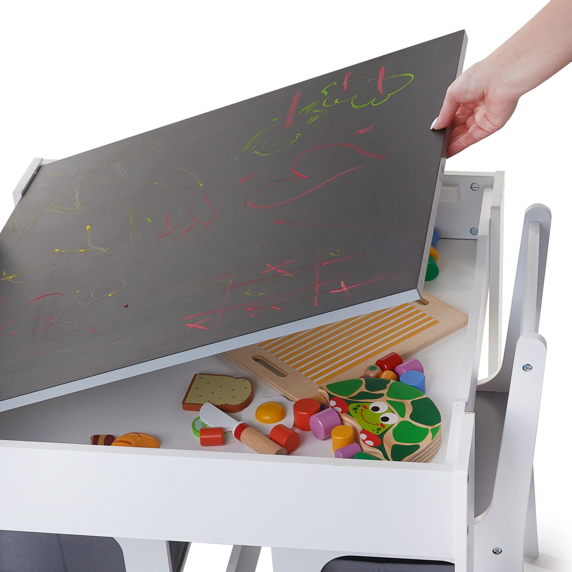 Set Masa Cu Scaune Copii, 3 In 1, Suporto, Lemn Mdf, Tabla De Scris ...